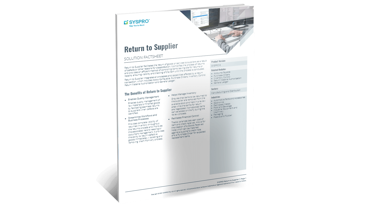 SYSPRO Return to Supplier Factsheet | SYSPRO ERP Software